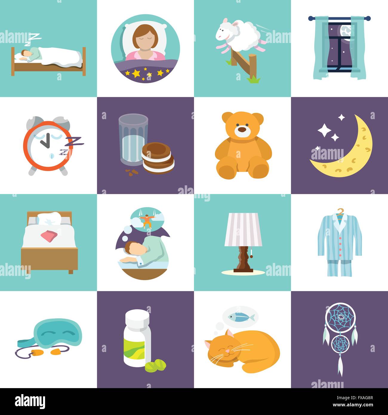 Sleep time icons flat Stock Vector Image & Art - Alamy
