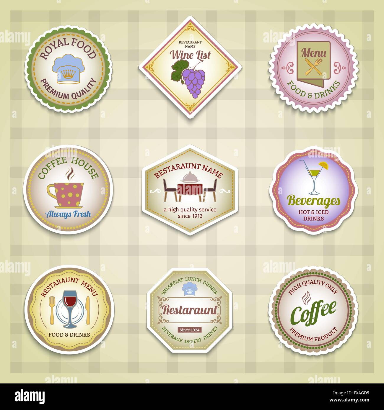 Restaurant label set color Stock Vector Image & Art - Alamy