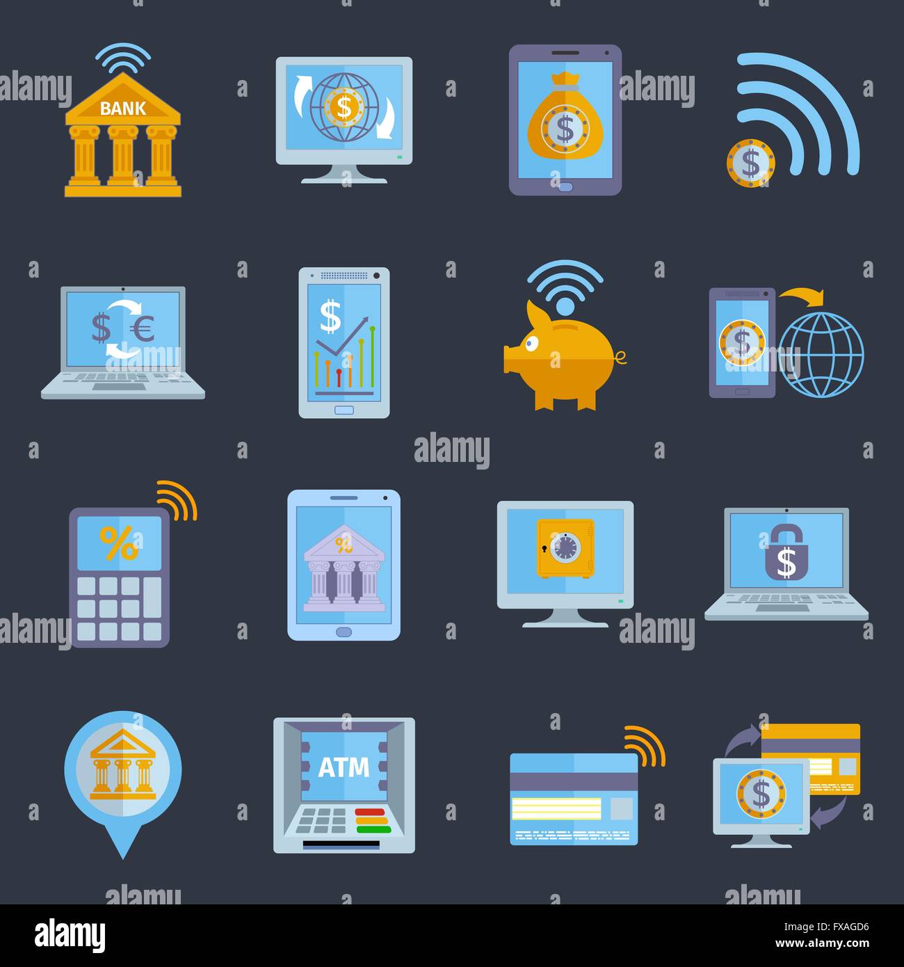 Mobile banking icons Stock Vector Image & Art - Alamy