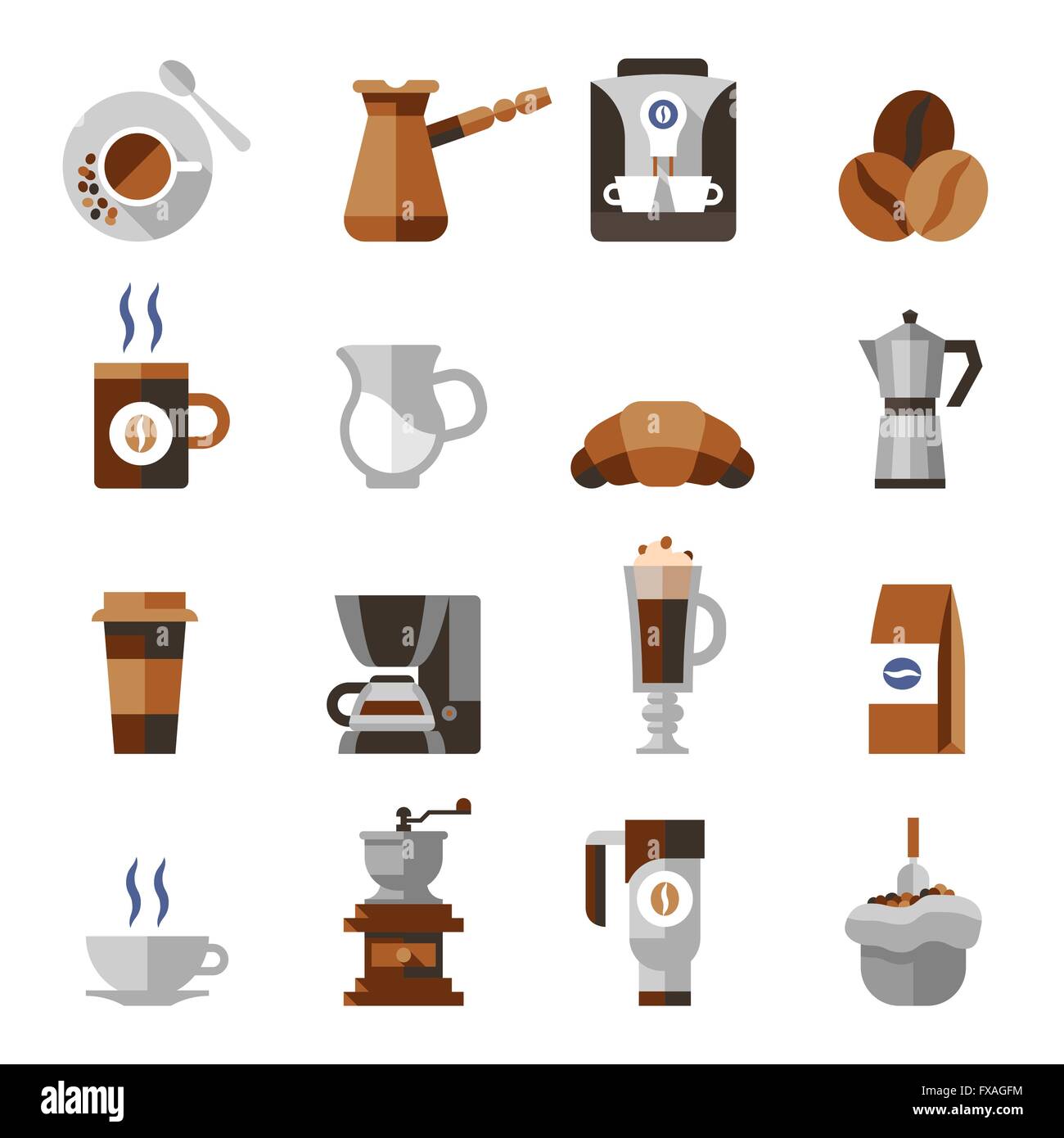 Coffee icons flat set Stock Vector Image & Art - Alamy