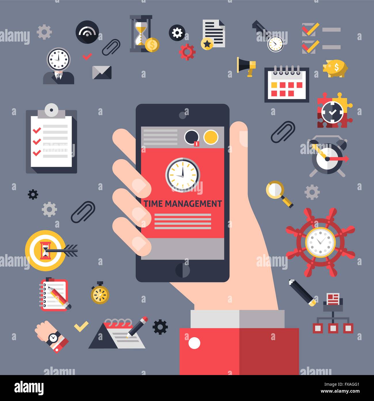 Mobile time management Stock Vector Image & Art - Alamy