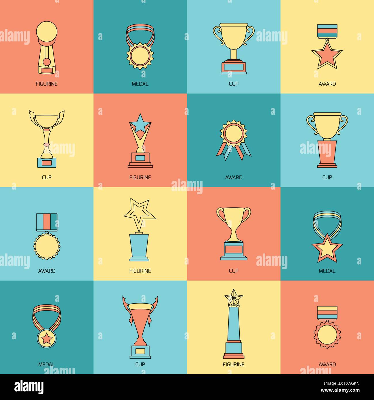 Trophy icons set flat line Stock Vector Image & Art - Alamy