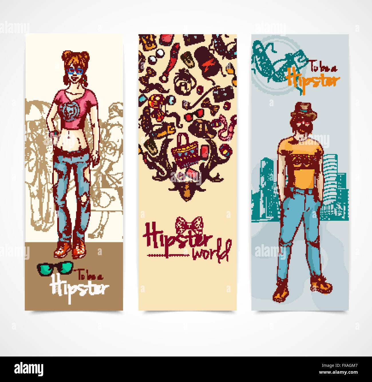 Hipster banners vertical Stock Vector Image & Art - Alamy