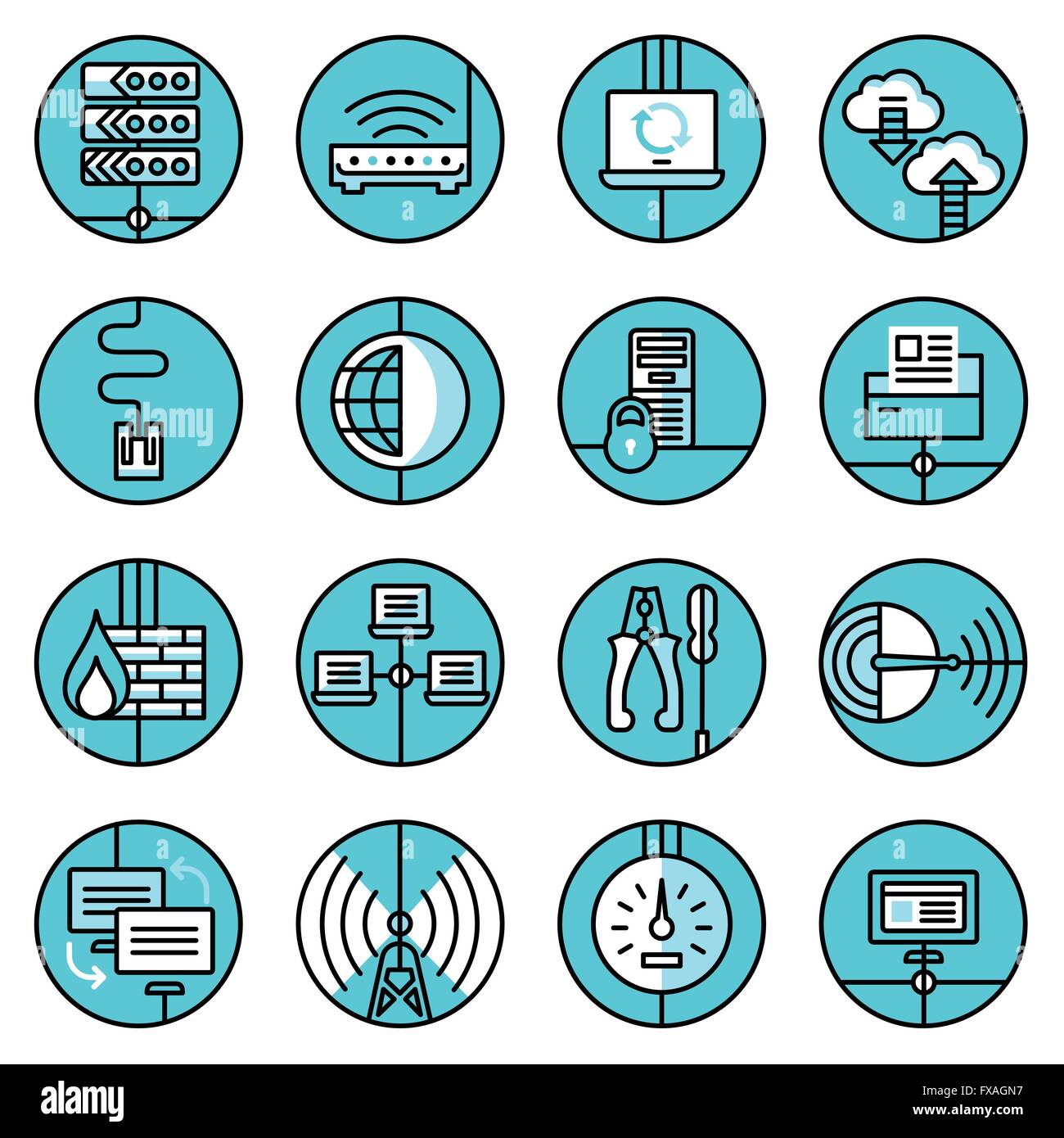 Network icons set blue line Stock Vector Image & Art - Alamy