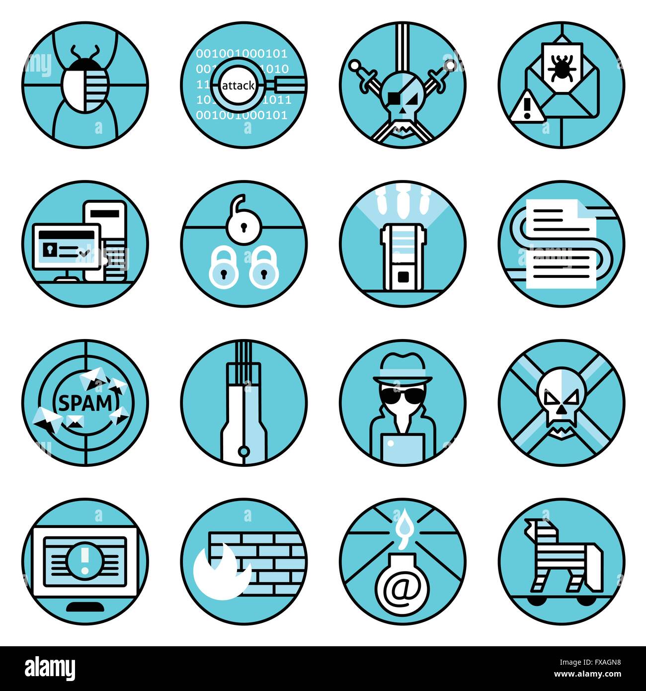 Set fraud hacking line Stock Vector Images - Alamy