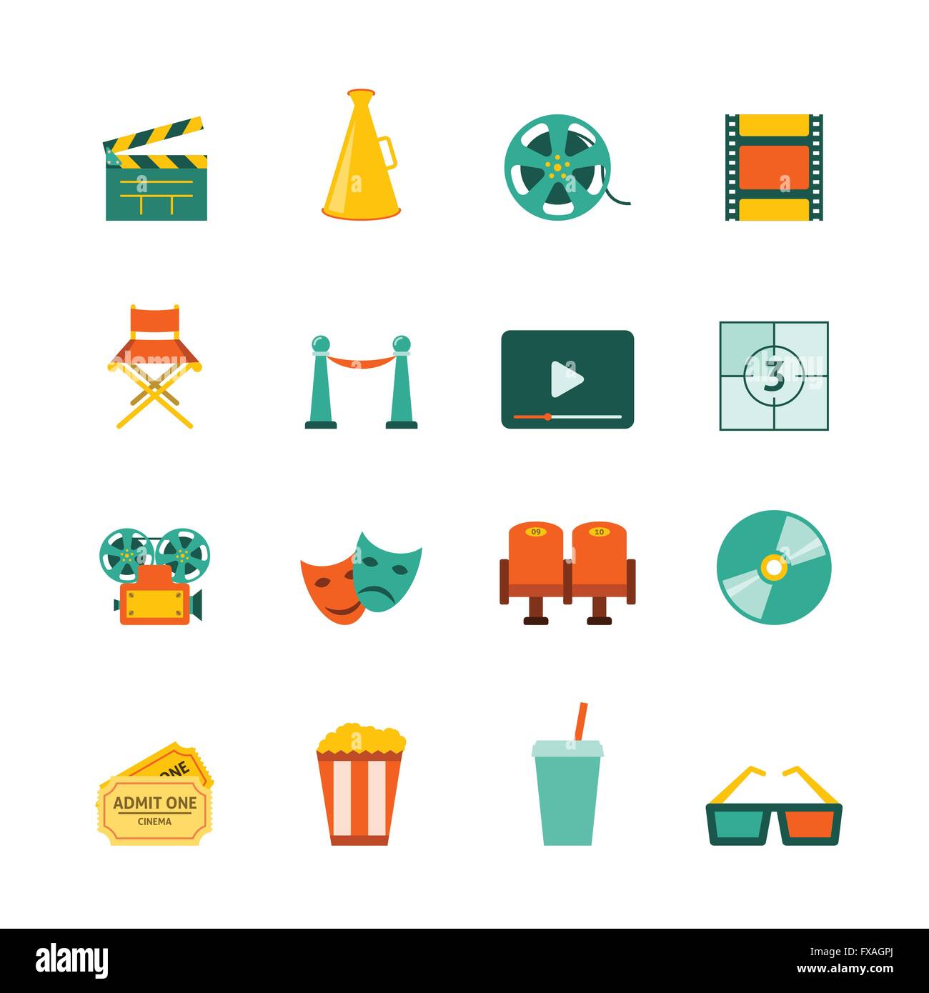 Cinema Flat Icons Set Stock Vector Image & Art - Alamy