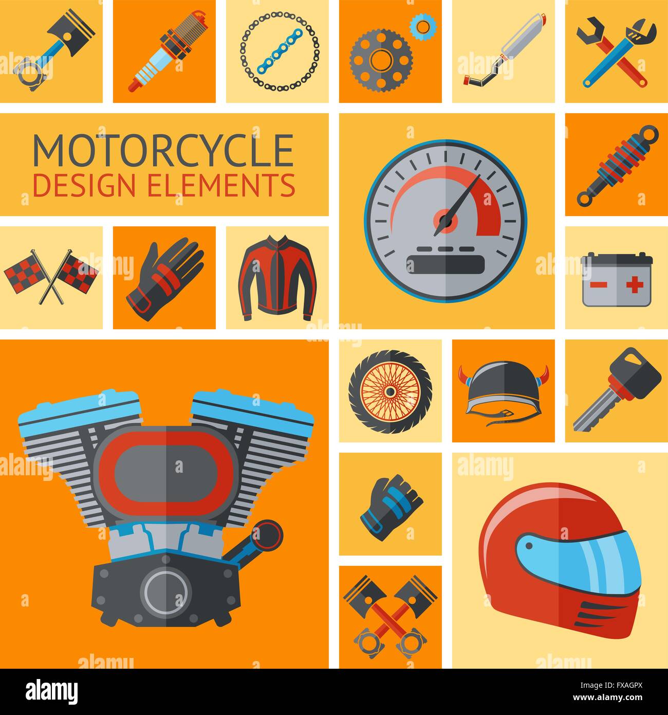 Vintage motorcycle parts Stock Vector Images - Alamy