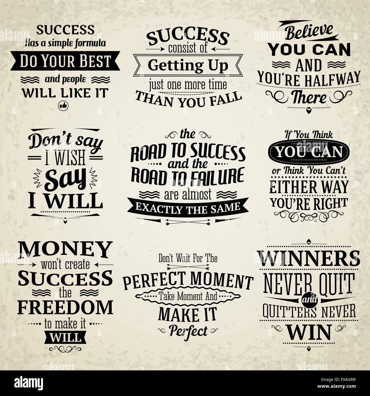 Success motivational inspirational quotes set hi-res stock photography ...