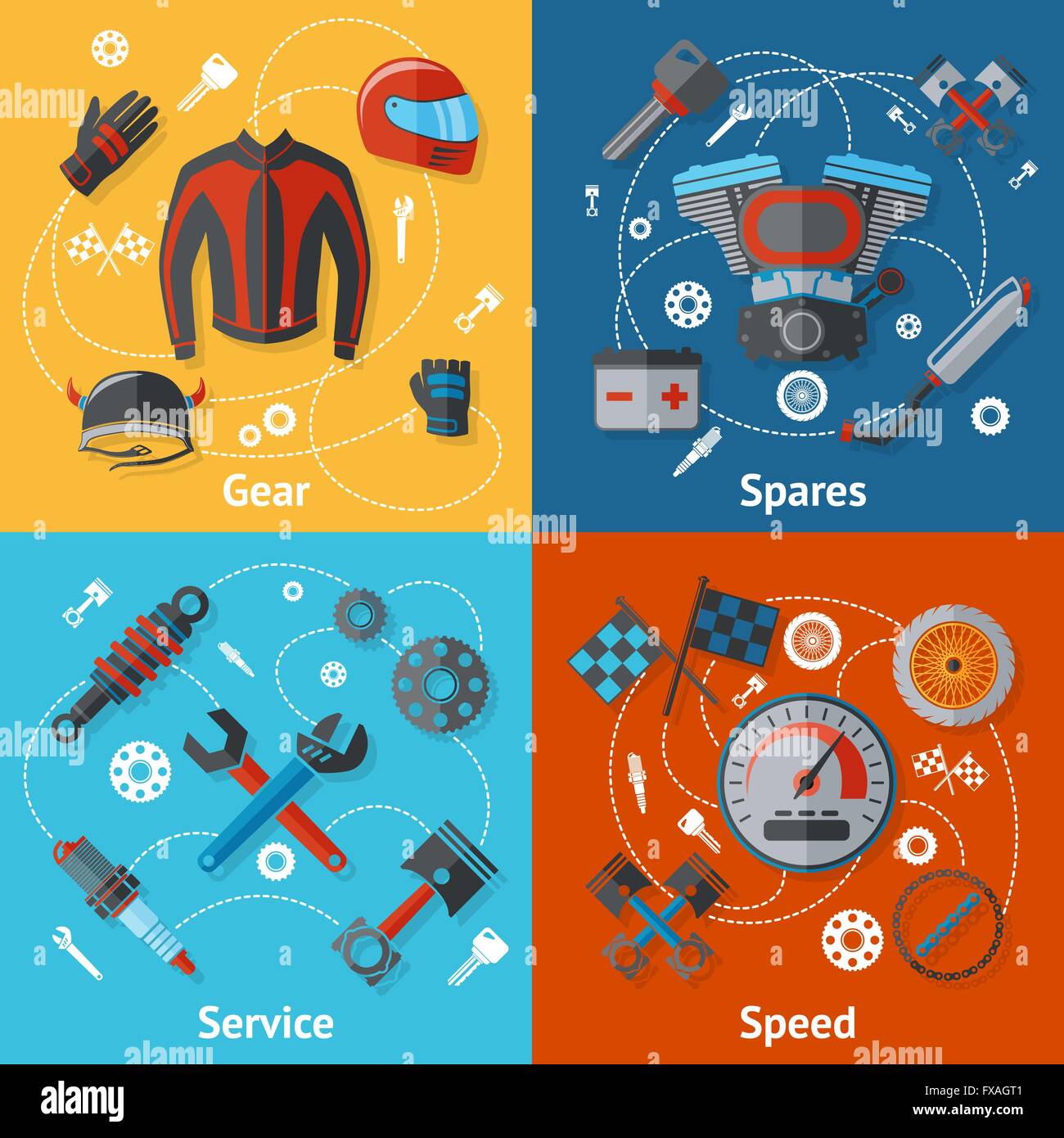 Vintage motorcycle parts Stock Vector Images - Alamy