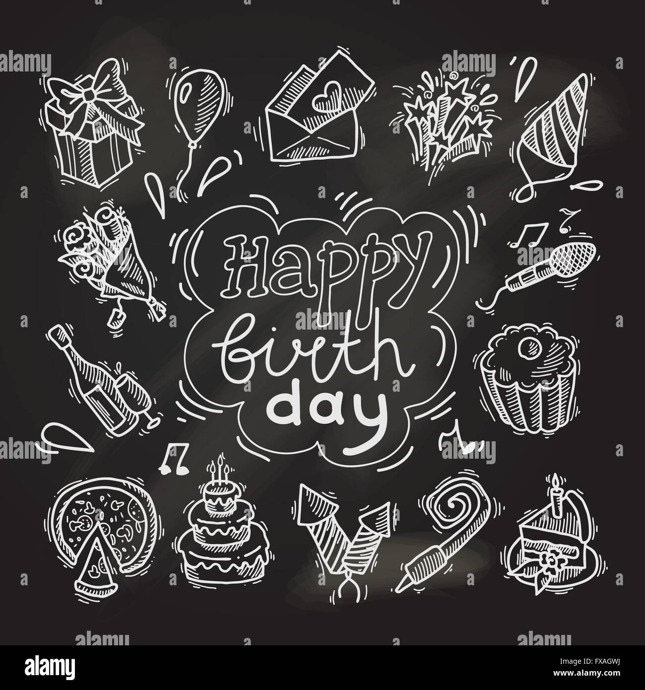 Birthday sketch chalkboard Stock Vector Image & Art - Alamy