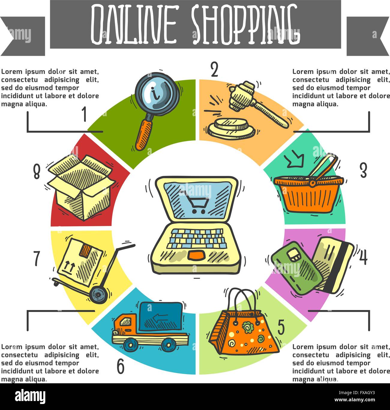 Online shopping infographics Stock Vector Image & Art - Alamy