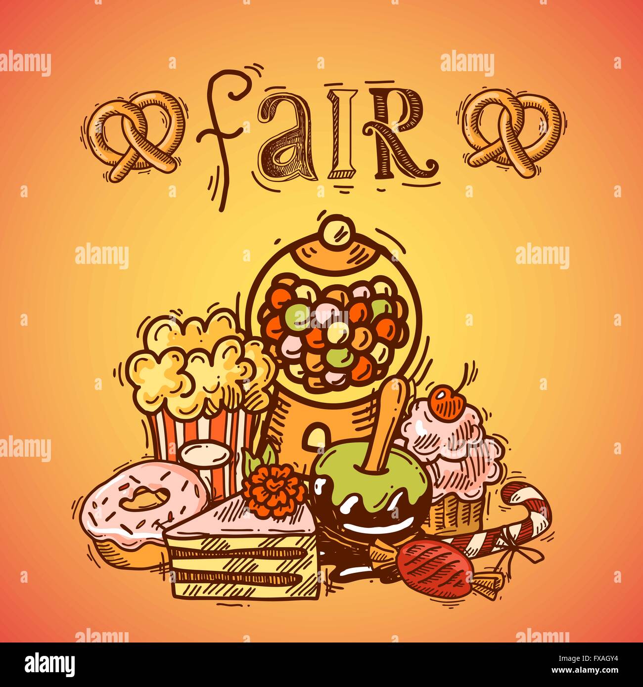 Sweets sketch fair background Stock Vector Image & Art - Alamy