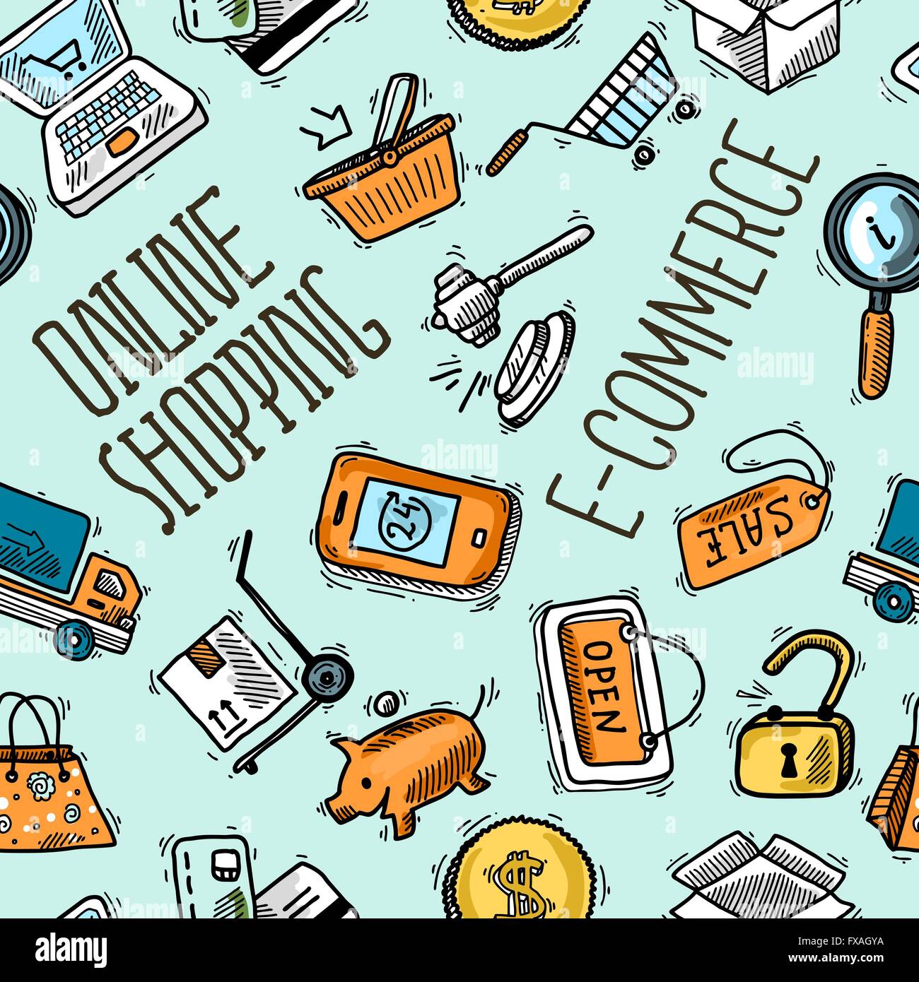 Online shopping pattern Stock Vector Image & Art - Alamy