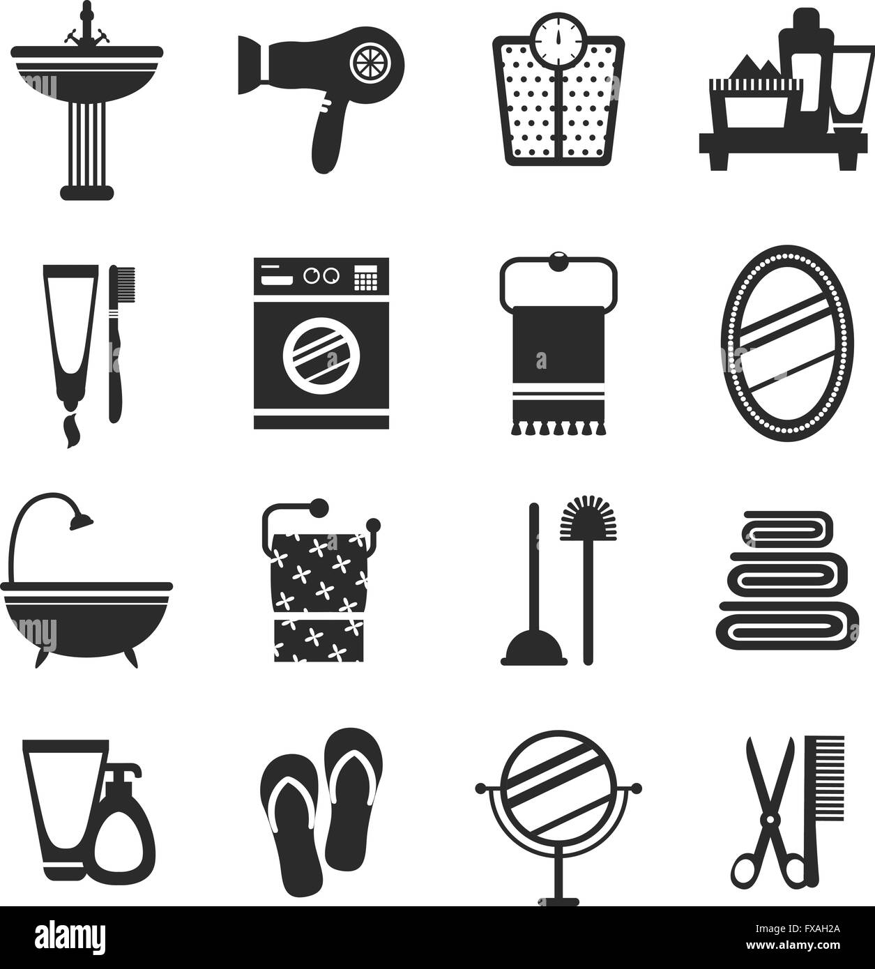 Bathroom icon set black and white Stock Vector Image & Art - Alamy
