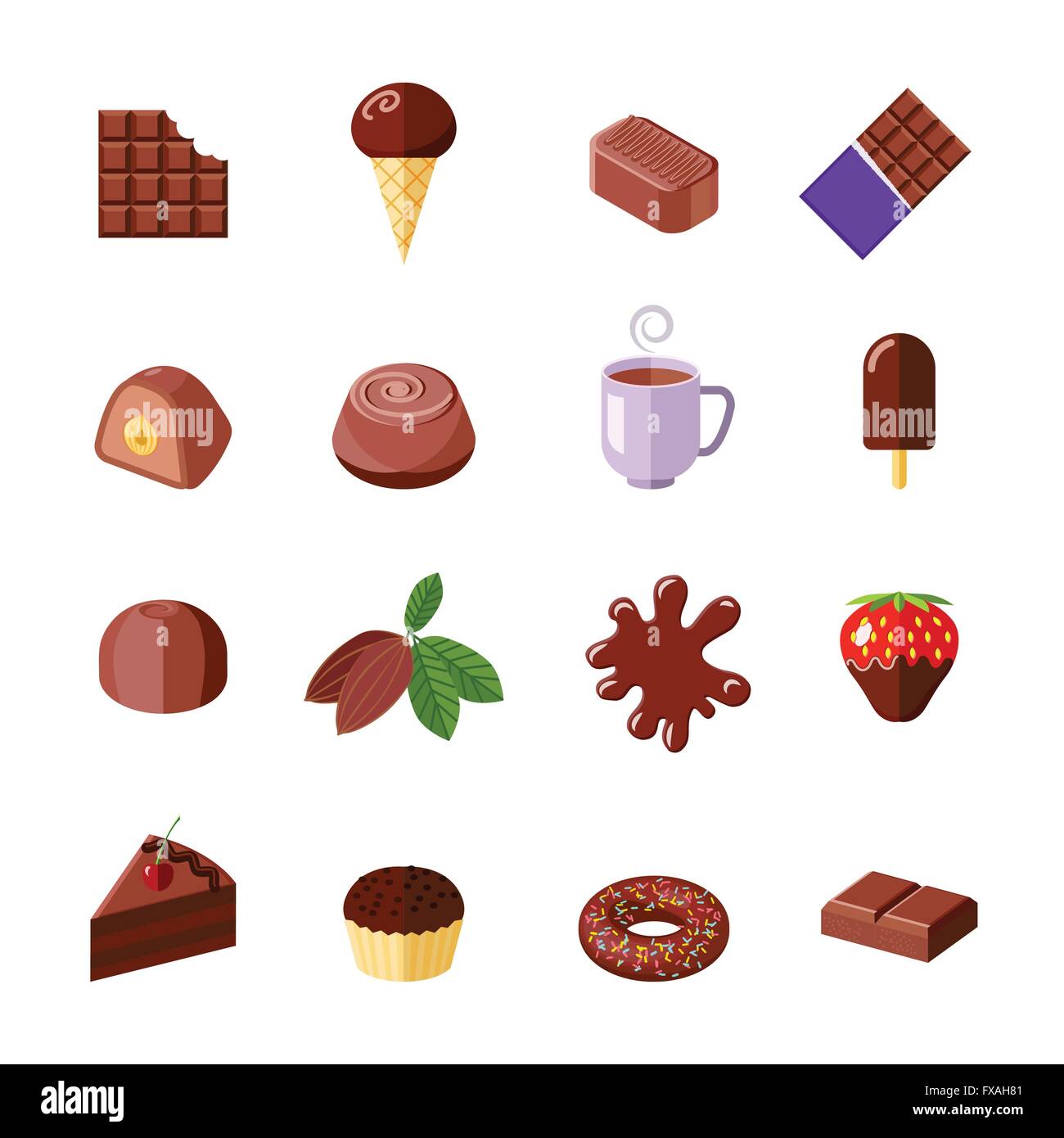 Chocolate icons flat Stock Vector Image & Art - Alamy