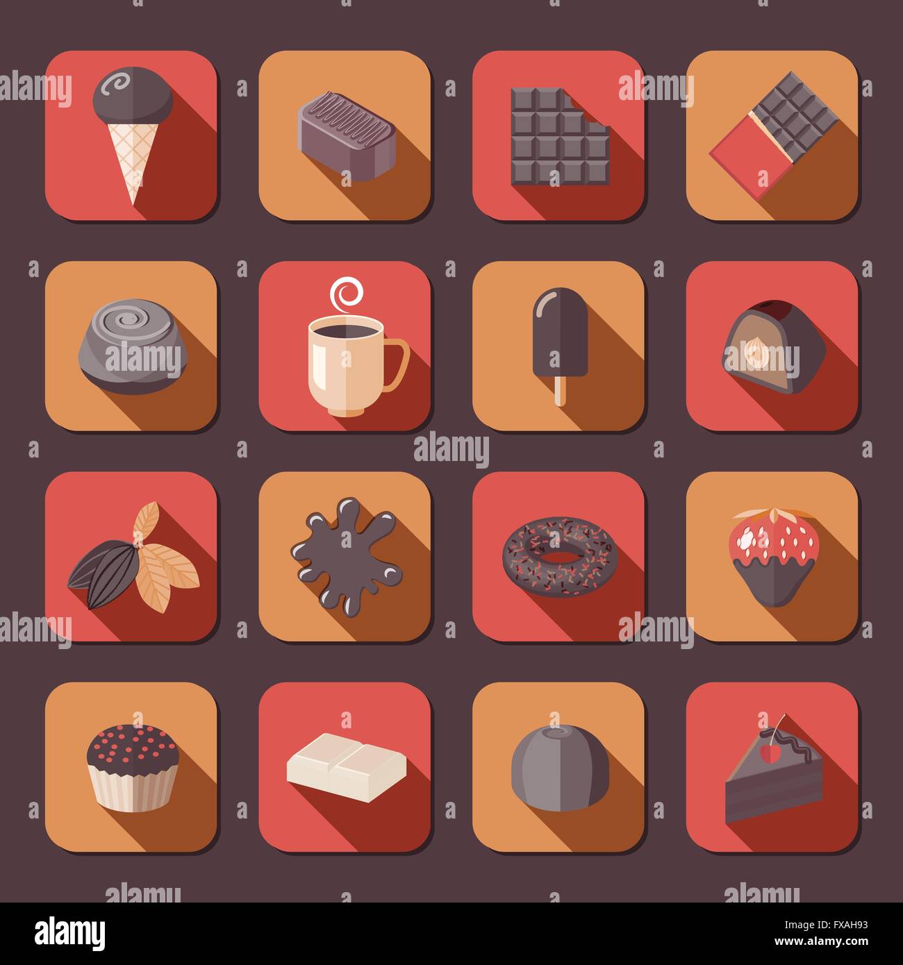 Chocolate icons flat Stock Vector Image & Art - Alamy