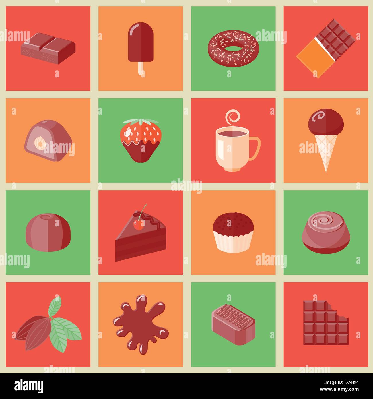 Chocolate icons flat Stock Vector Image & Art - Alamy