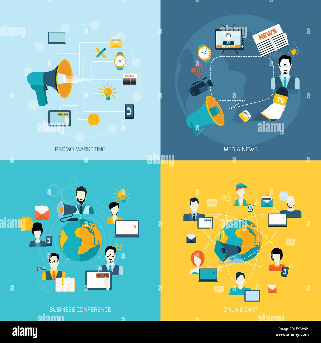 Communication icons set flat Stock Vector Image & Art - Alamy