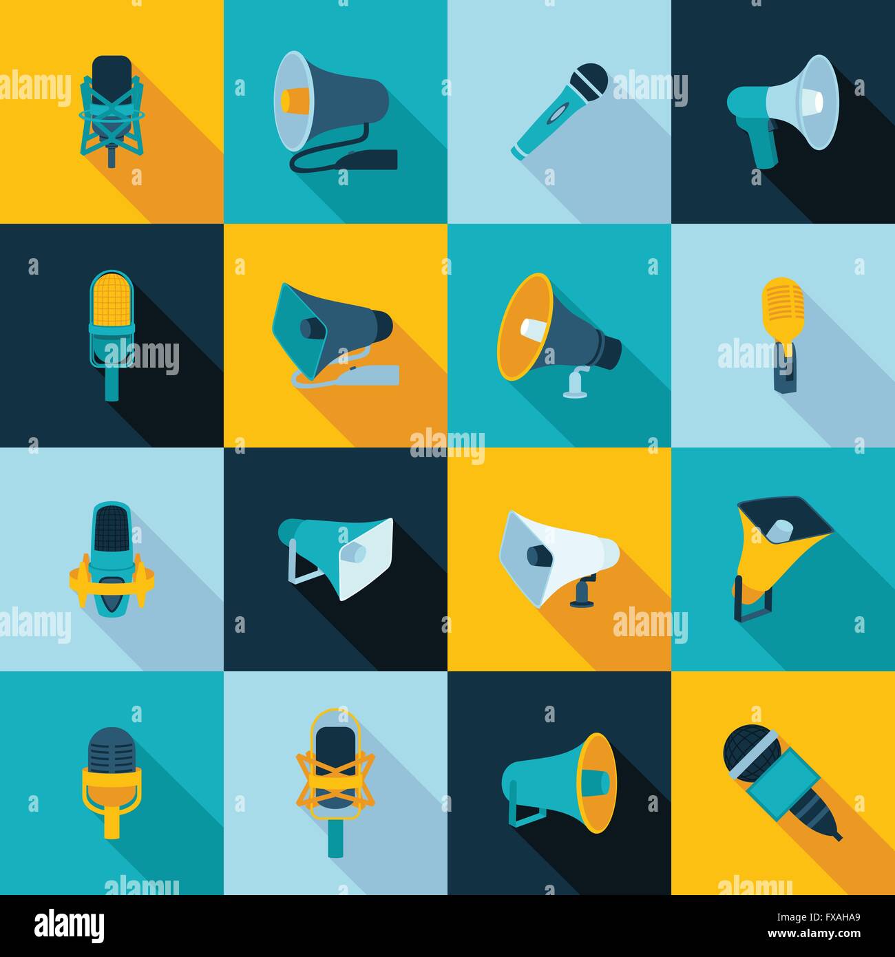Microphone and megaphone icons flat Stock Vector Image & Art - Alamy