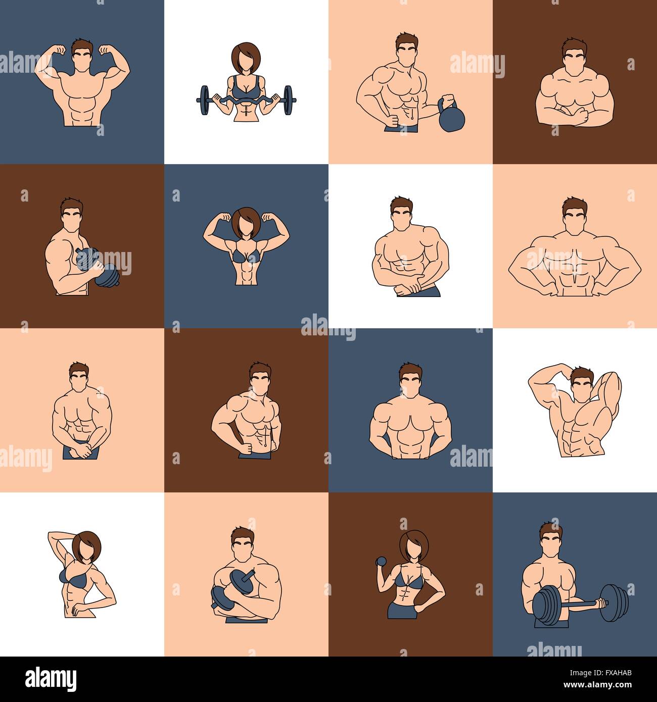 Bodybuilding fitness gym icons flat line Stock Vector Image & Art - Alamy