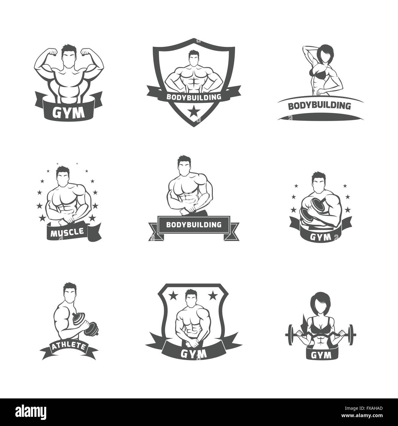 Exercise banner man fitness Black and White Stock Photos & Images - Alamy