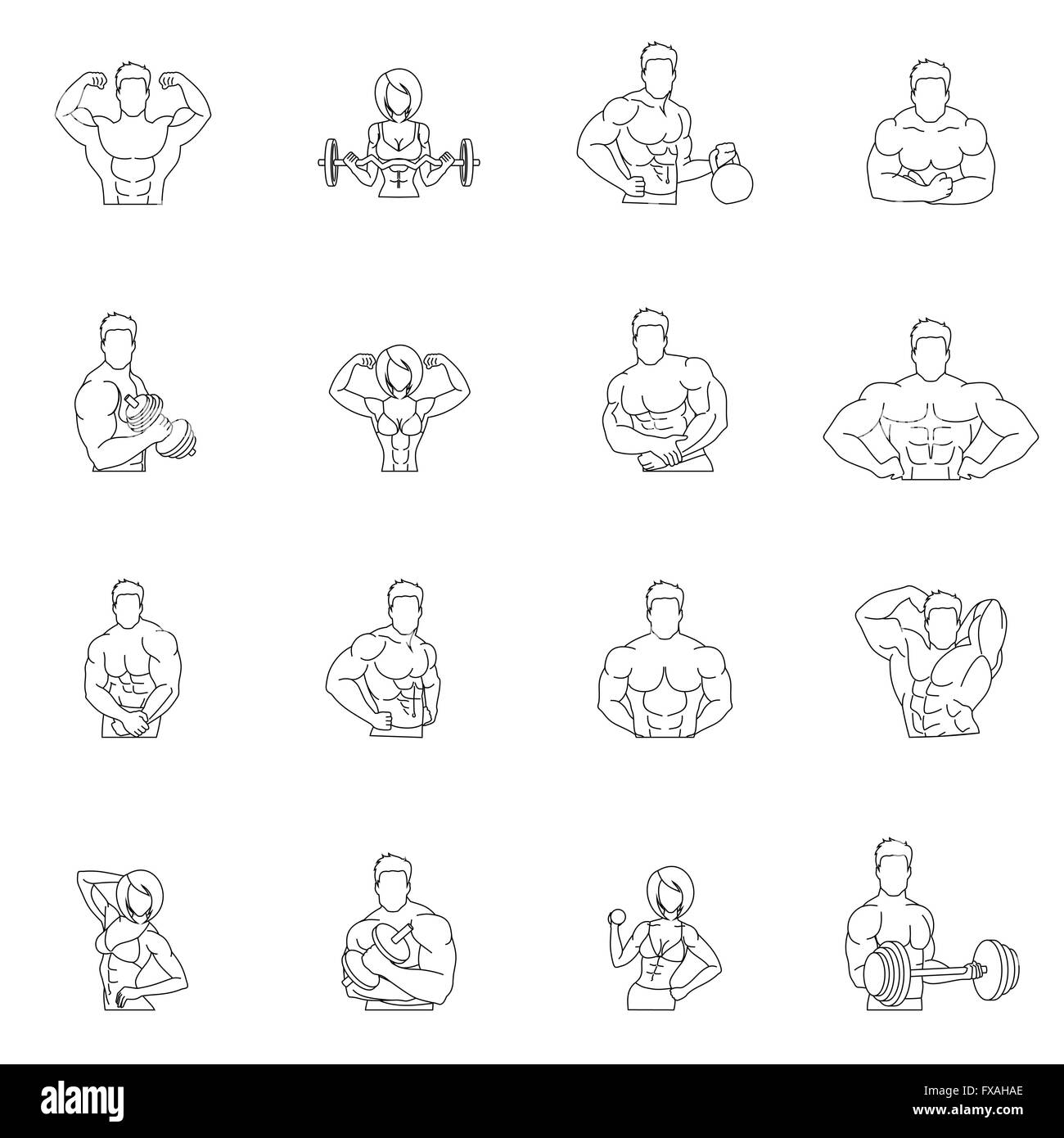 Bodybuilding fitness gym icons Stock Vector Image & Art - Alamy
