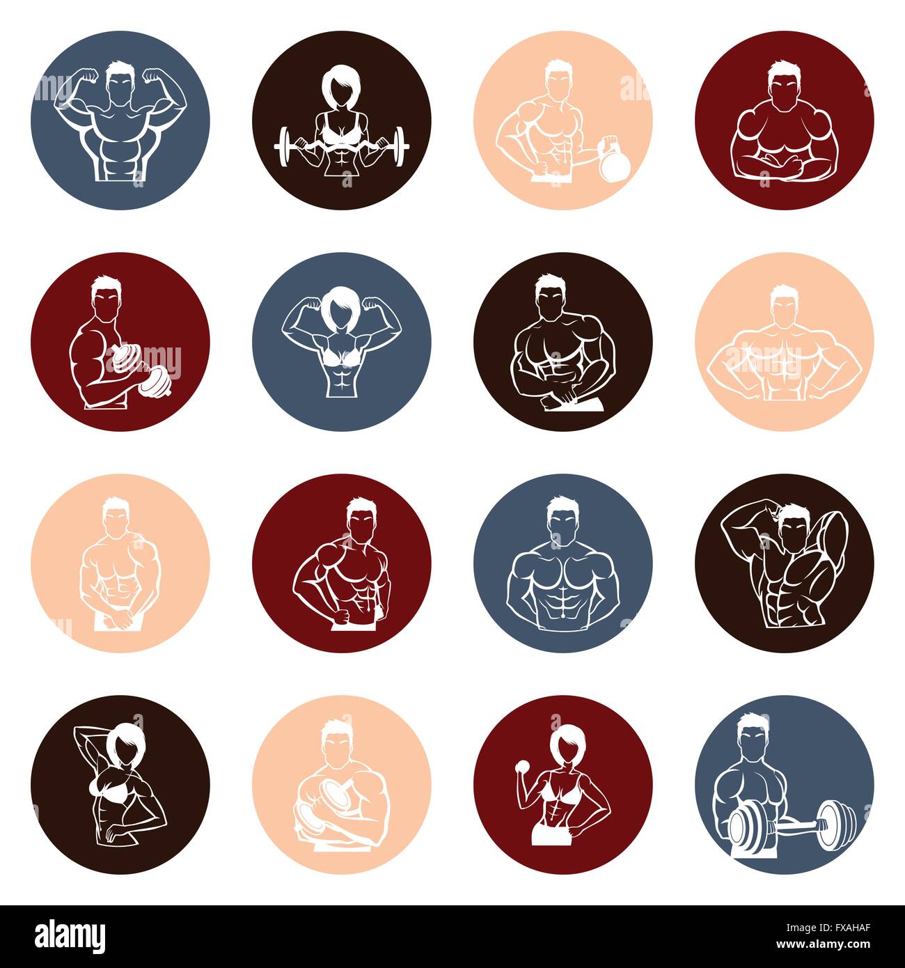 Bodybuilding icons round Stock Vector Image & Art - Alamy