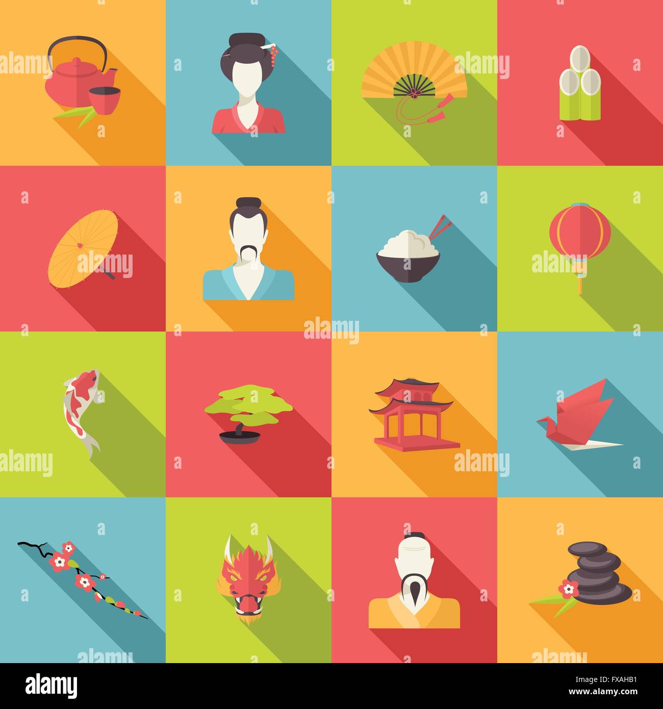 Japan icons flat Stock Vector Image & Art - Alamy