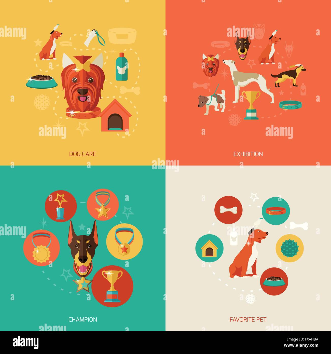 Dog icons flat Stock Vector Image & Art - Alamy