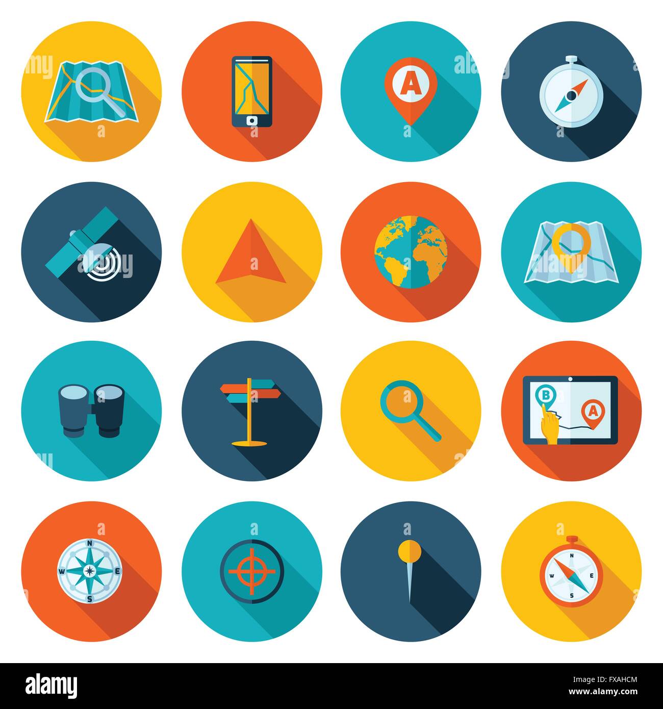 Navigation icon flat set Stock Vector Image & Art - Alamy