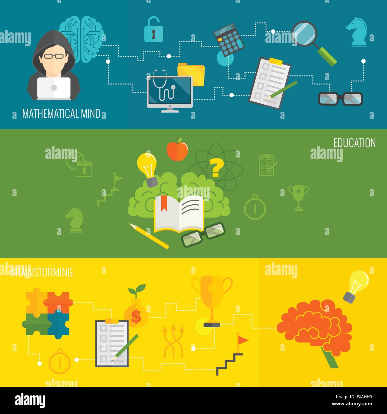 Brain banner set Stock Vector Image & Art - Alamy