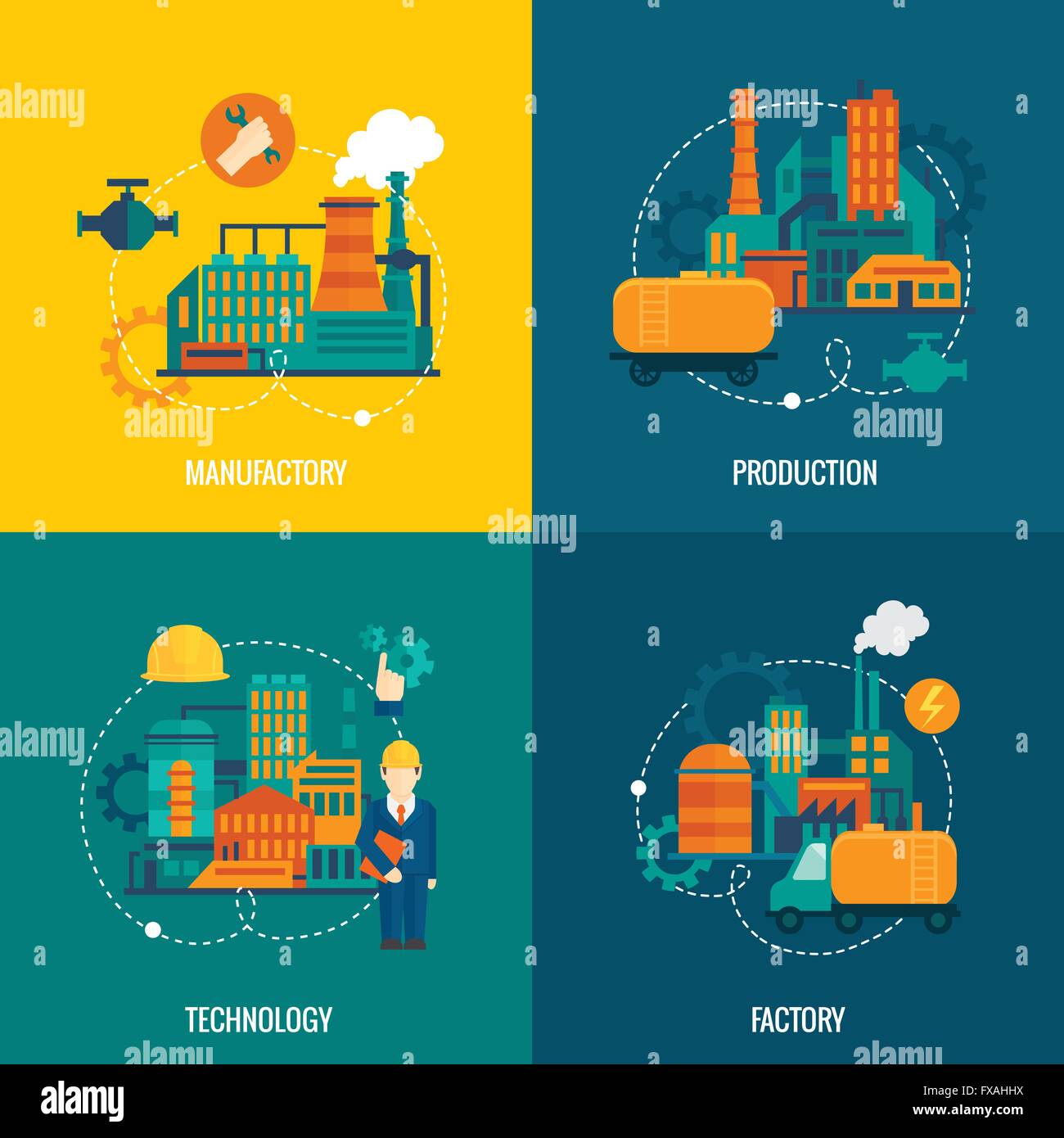 Flat factory set Stock Vector Image & Art - Alamy