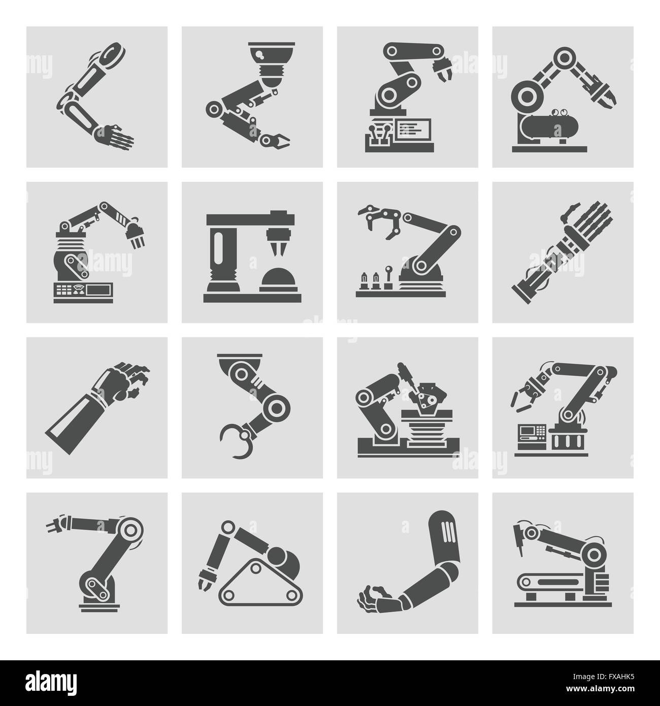 Robotic arm icons black Stock Vector Image & Art - Alamy