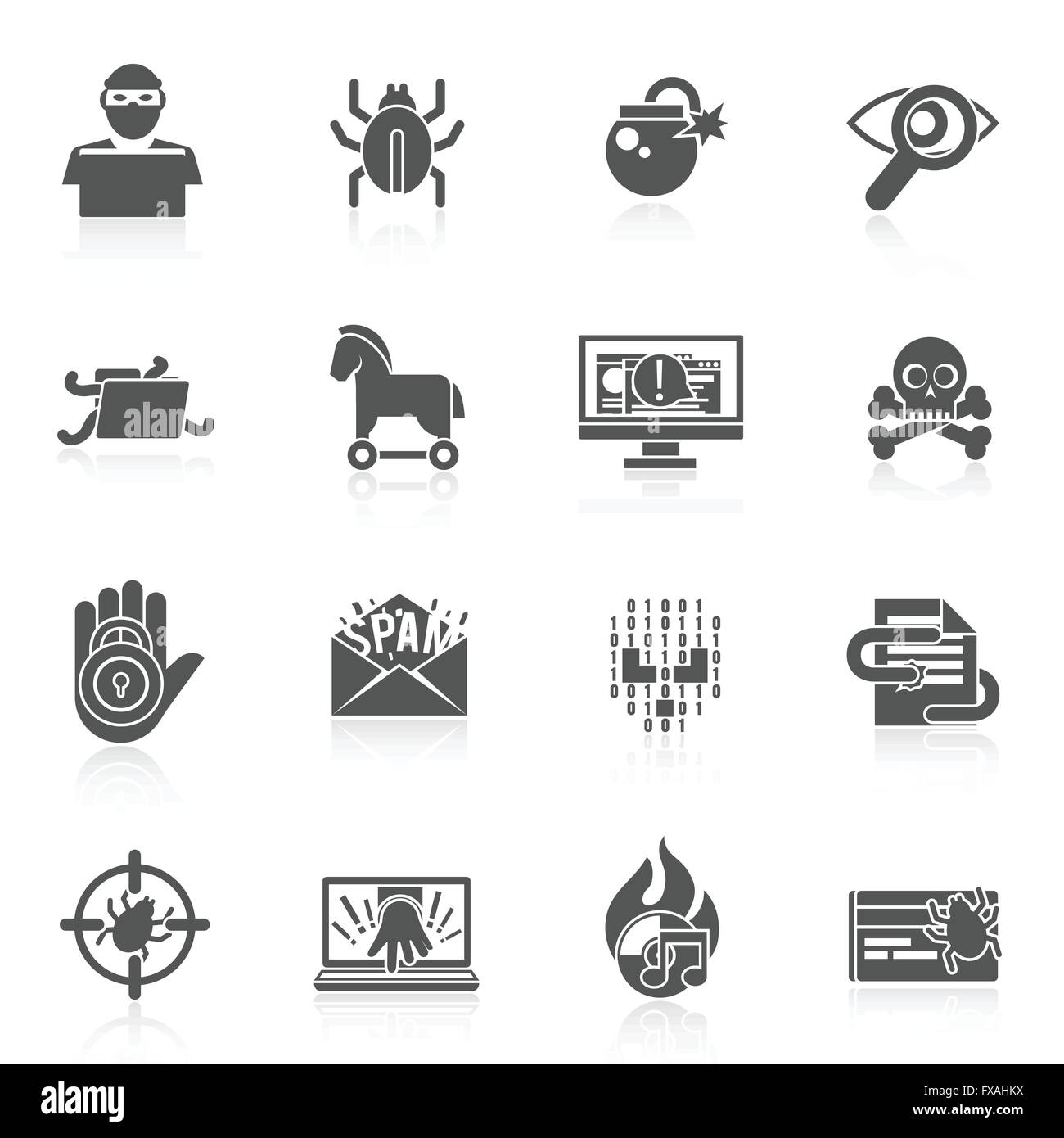 Hacker icons black set Stock Vector Image & Art - Alamy