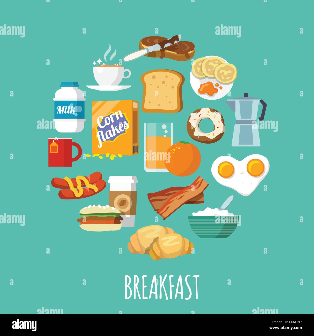 Breakfast icon flat Stock Vector Image & Art - Alamy