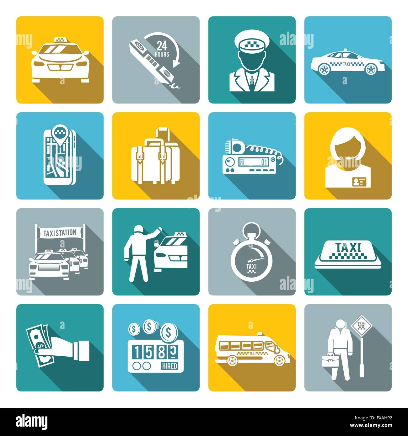 Taxi icons white set Stock Vector Image & Art - Alamy