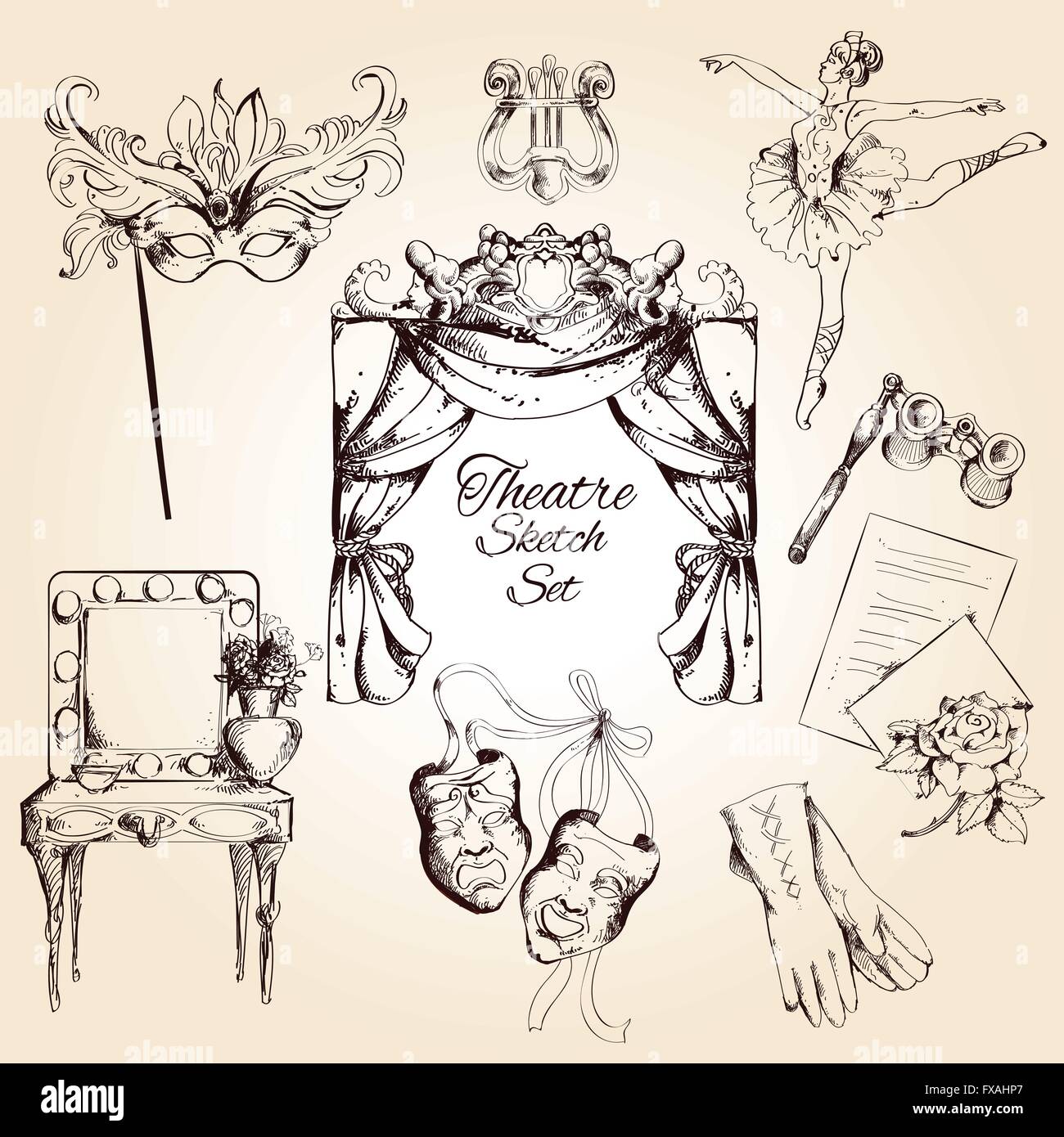 Theatre sketch set Stock Vector Image & Art - Alamy