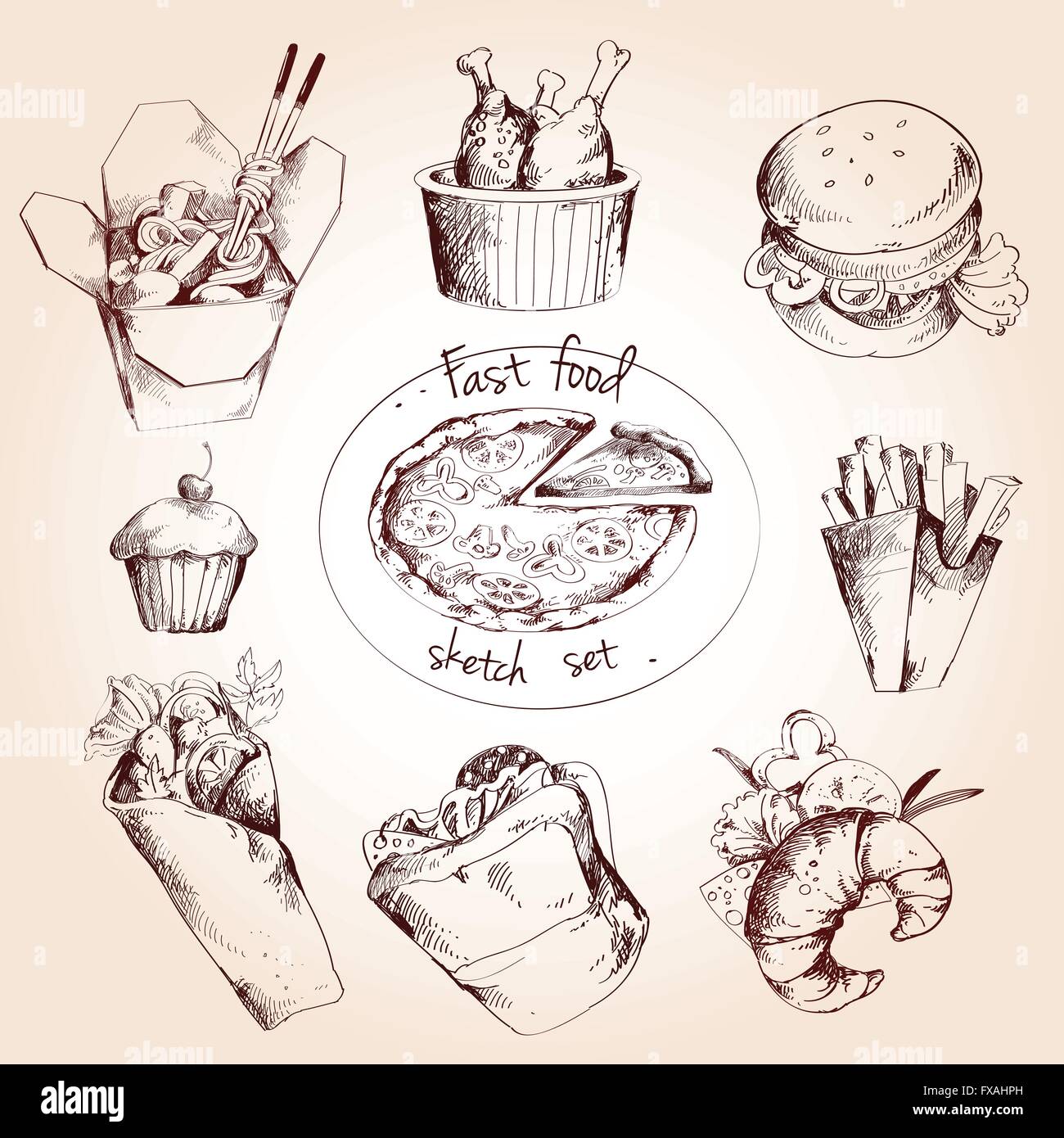Fast food sketch set Stock Vector Image & Art - Alamy