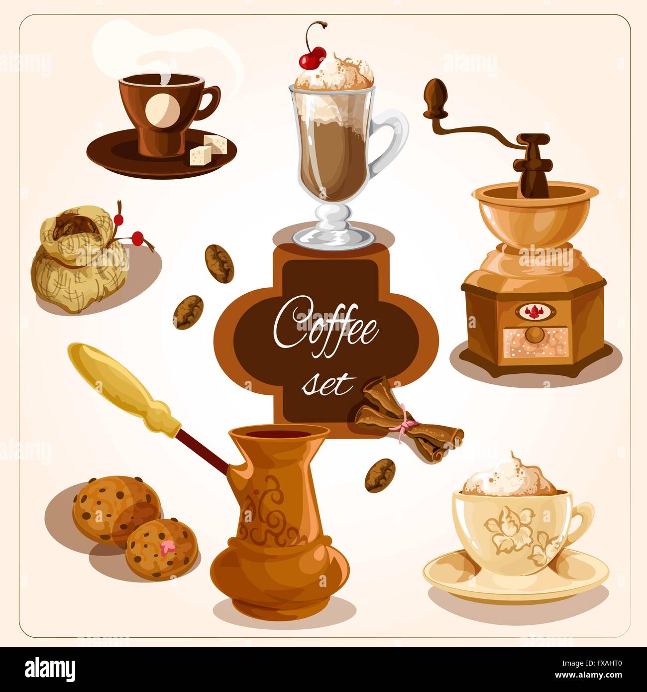Coffee decorative set Stock Vector Image & Art - Alamy
