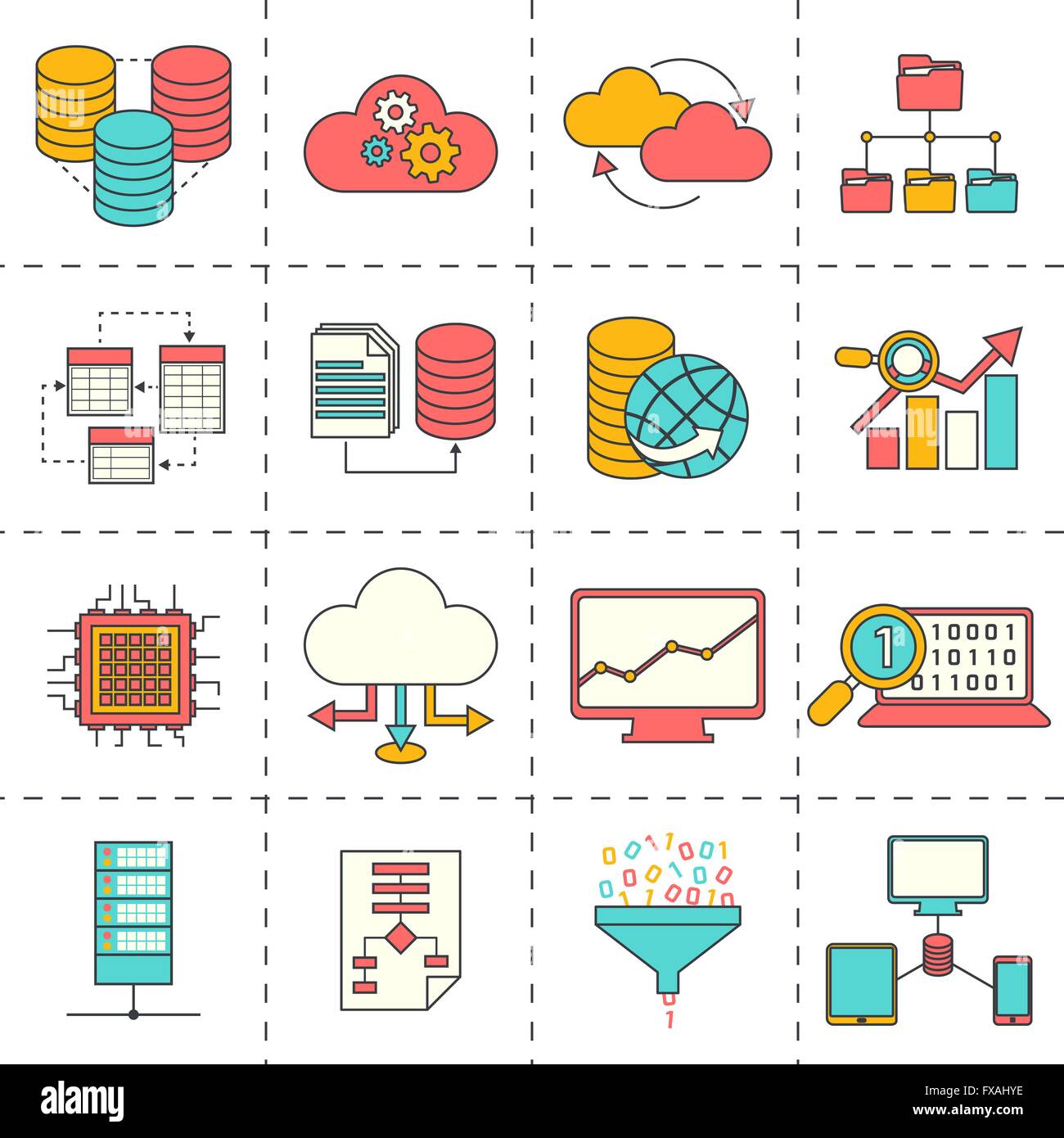 Data analysis flat line icons Stock Vector Image & Art - Alamy