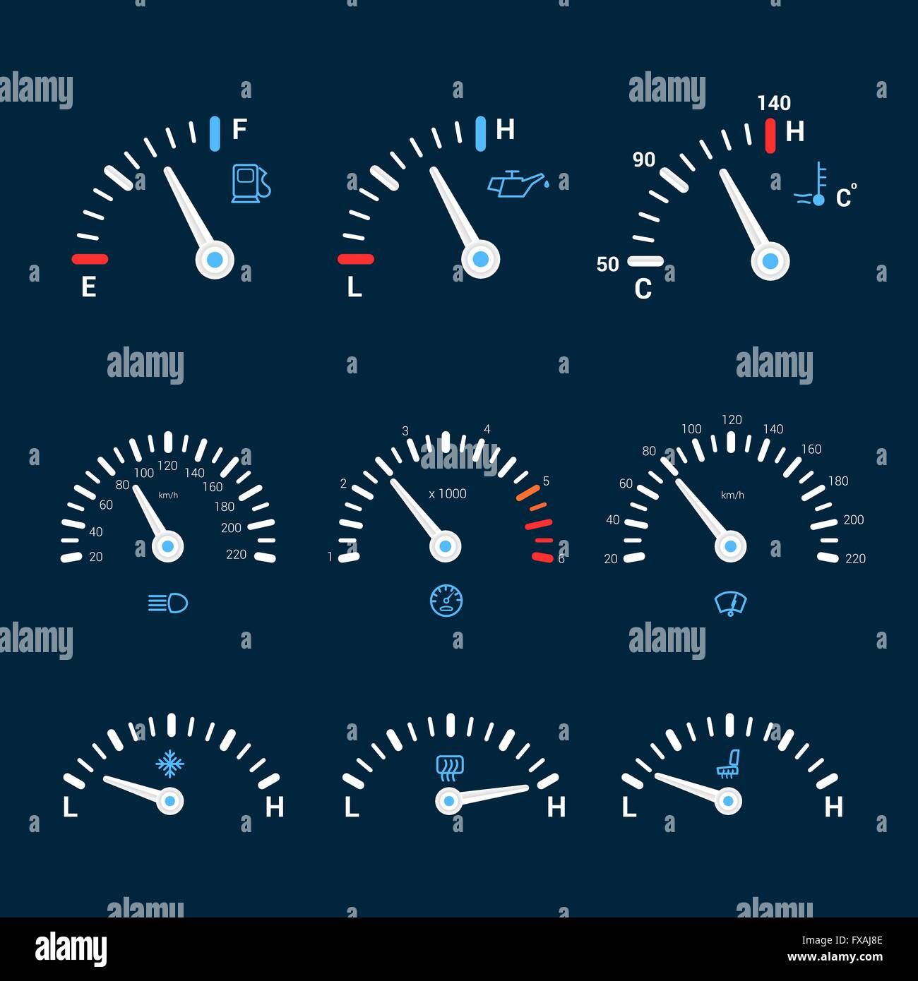 Speedometer interface icons Stock Vector Image & Art - Alamy