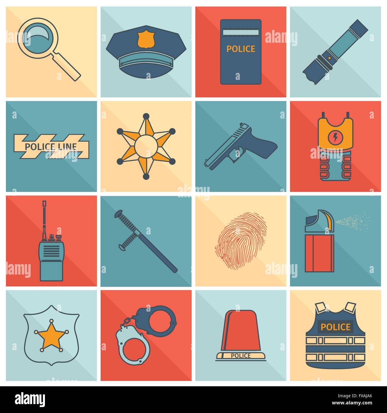 Police icons set flat line Stock Vector Image & Art - Alamy