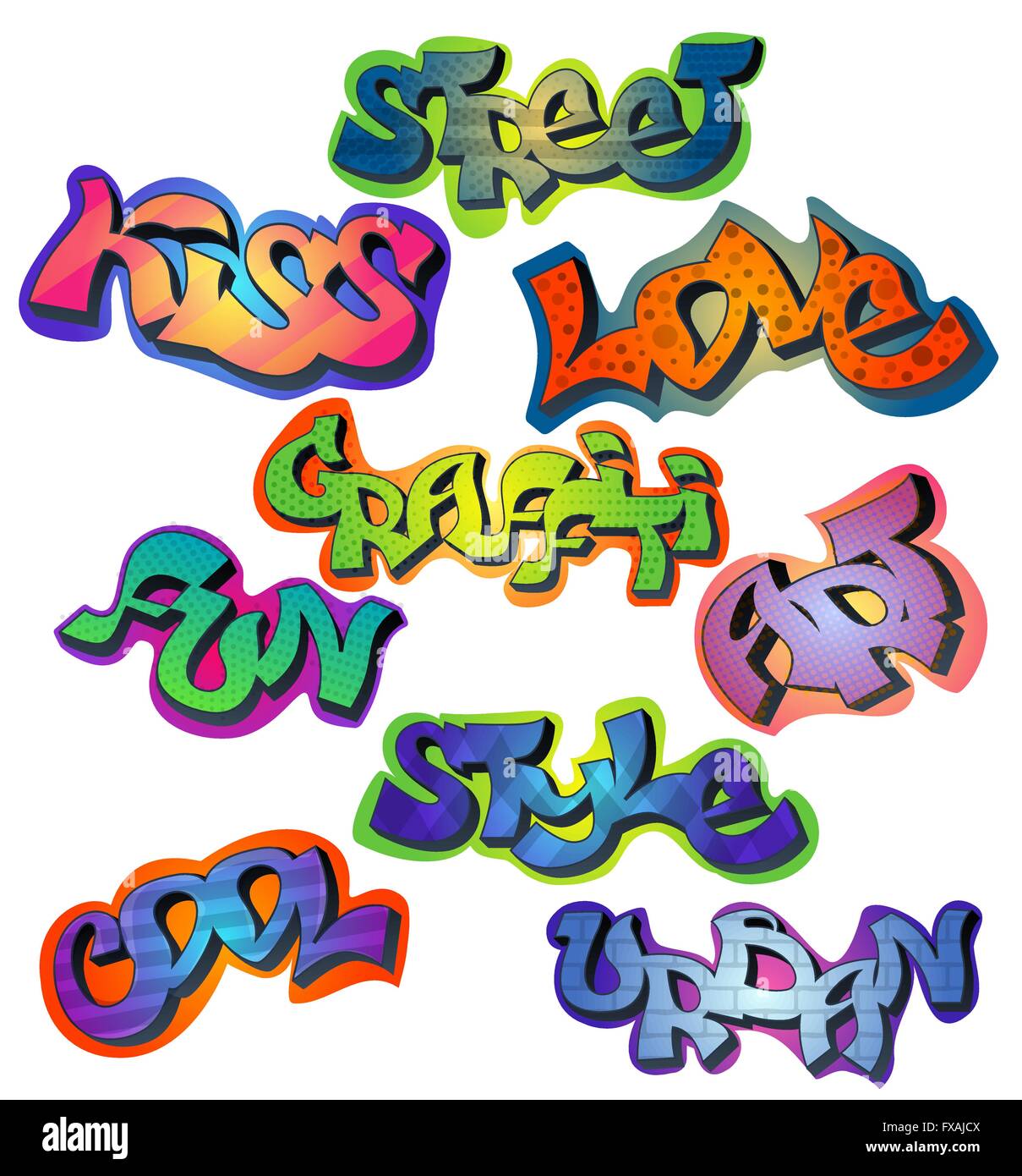Graffiti words set Stock Vector Image & Art - Alamy