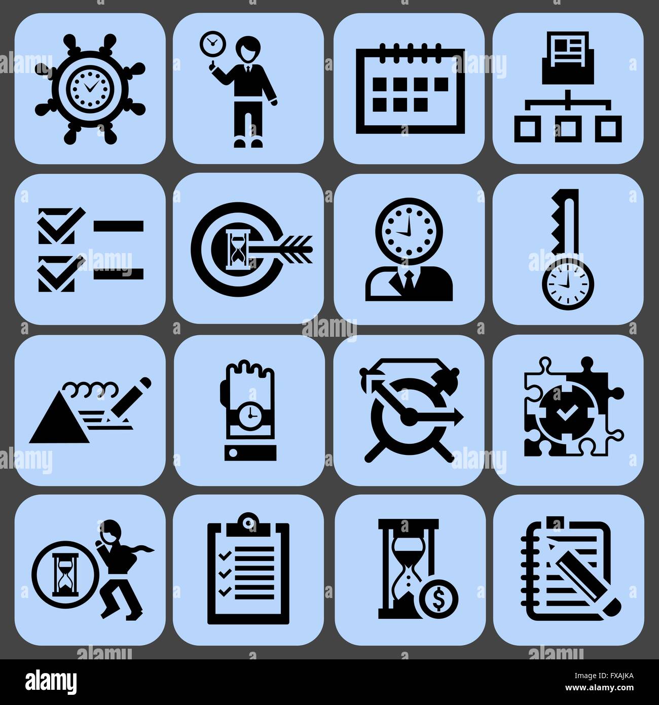 Time management icons black set Stock Vector Image & Art - Alamy