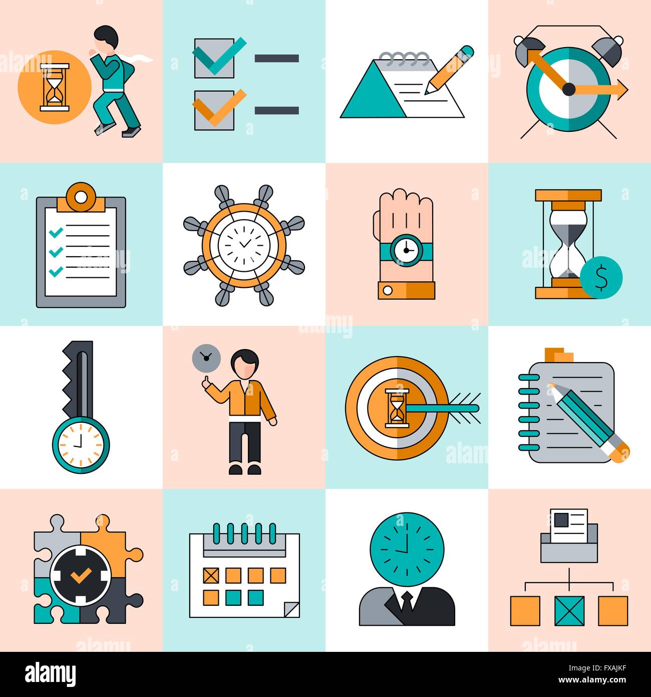Time management icons flat line Stock Vector Image & Art - Alamy