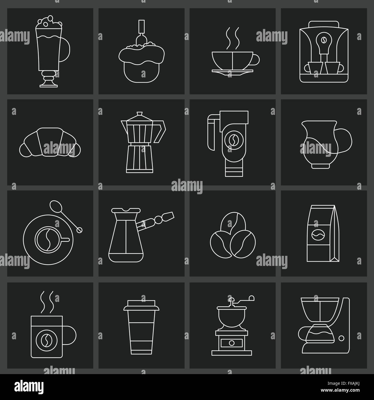 Coffee icons outline set Stock Vector Image & Art - Alamy