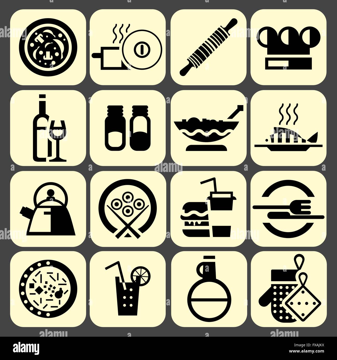 Cooking food icons set black Stock Vector Image & Art - Alamy