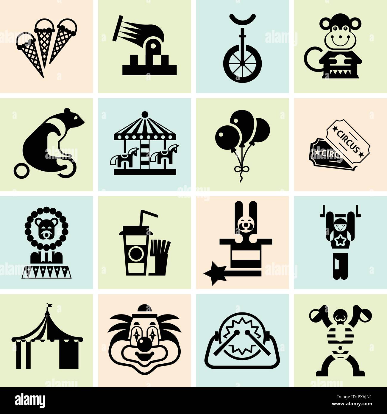 Circus icons set black Stock Vector Image & Art - Alamy