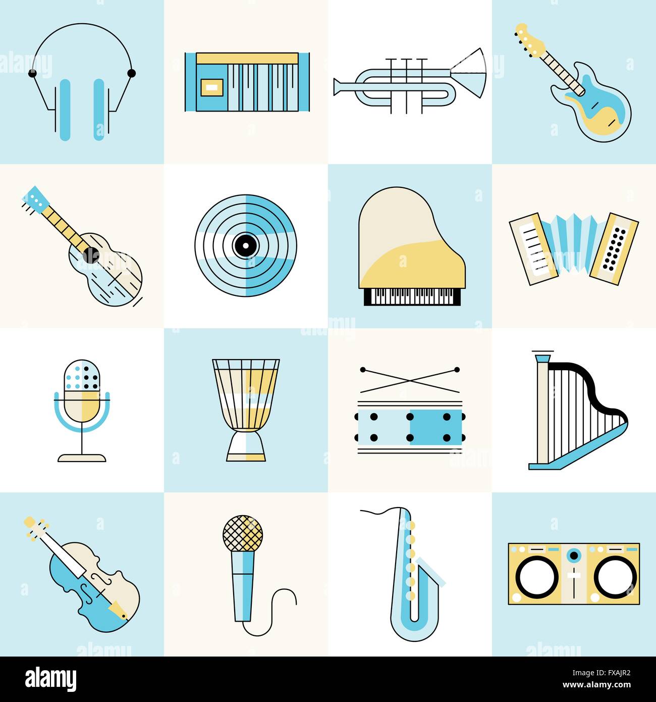 Musical instruments flat line set Stock Vector Image & Art - Alamy