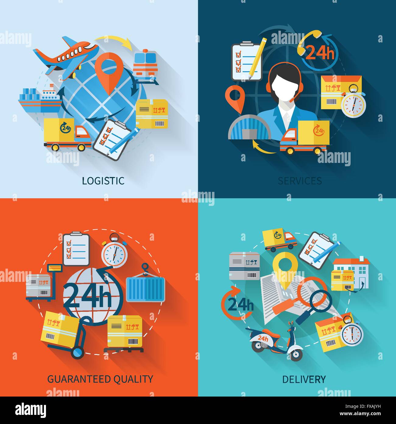 Logistic icons set flat Stock Vector Image & Art - Alamy